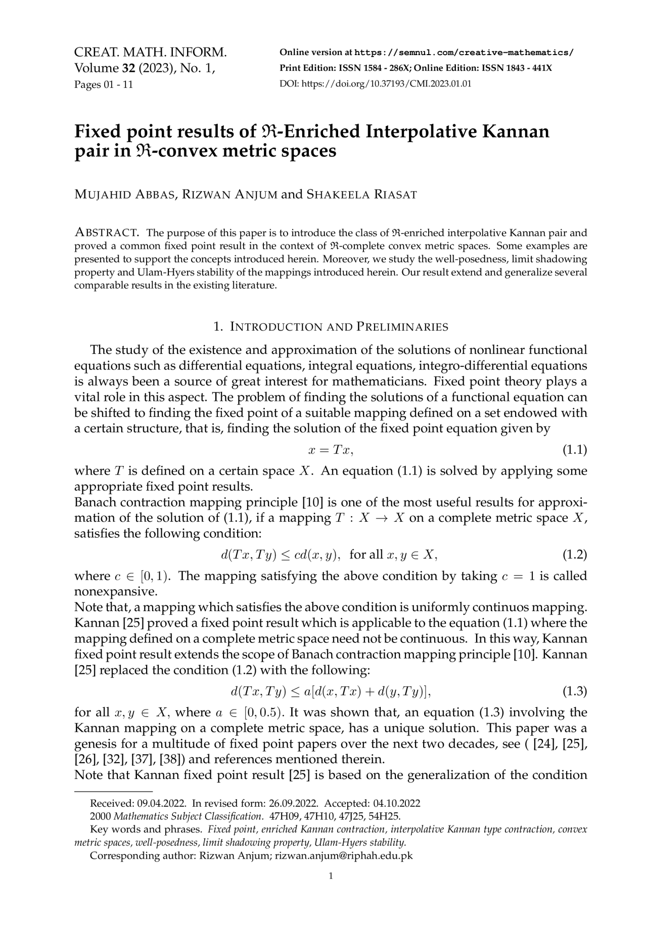 Fixed Point Results Of R Enriched Interpolative Kannan Pair In R Convex Metric Spaces