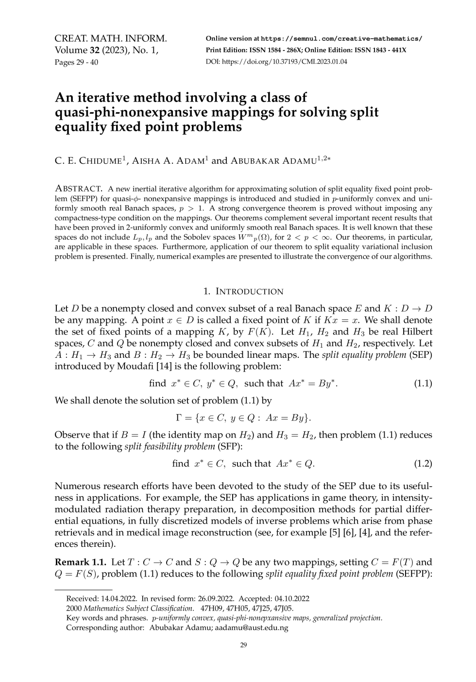 » An iterative method involving a class of quasi-phi-nonexpansive mappings for solving split ...