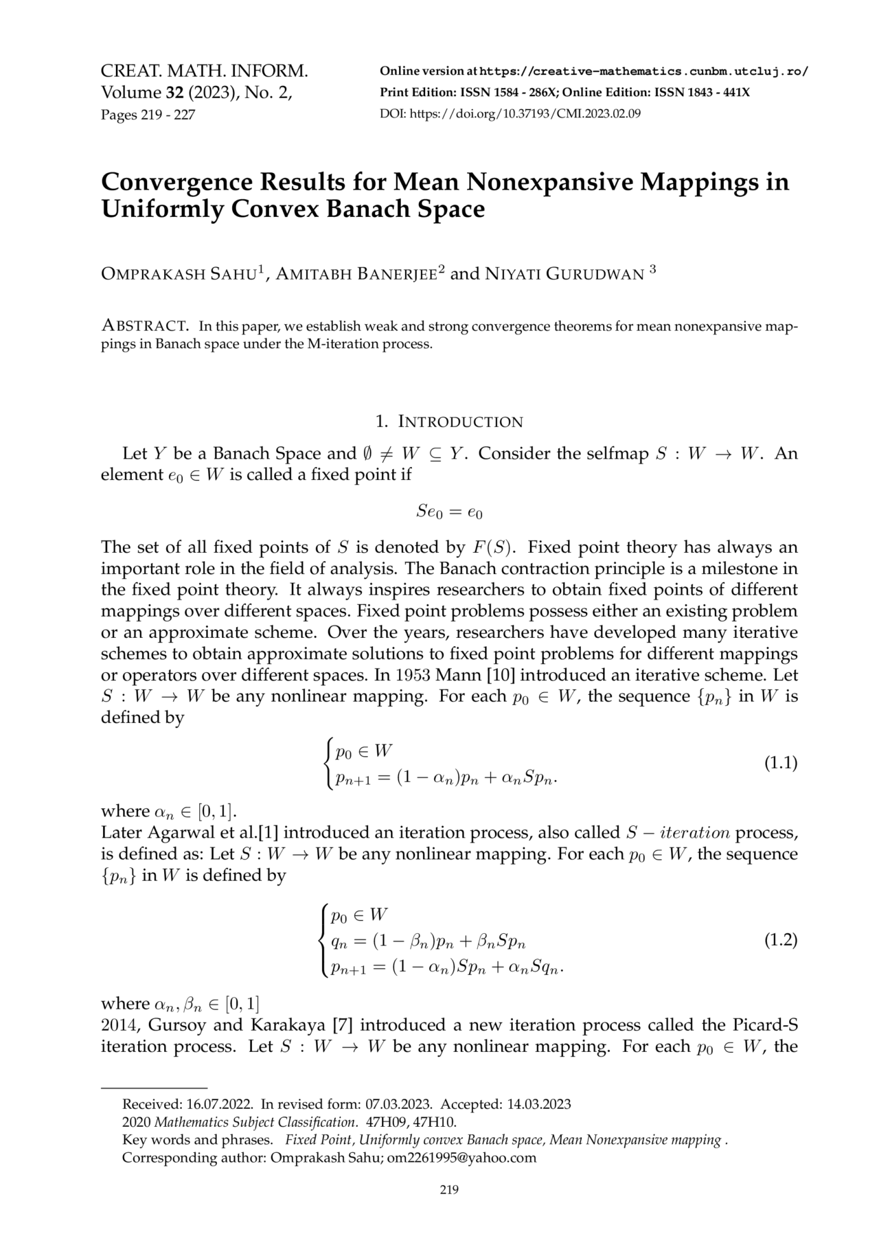 » Convergence Results for Mean Nonexpansive Mappings in Uniformly ...